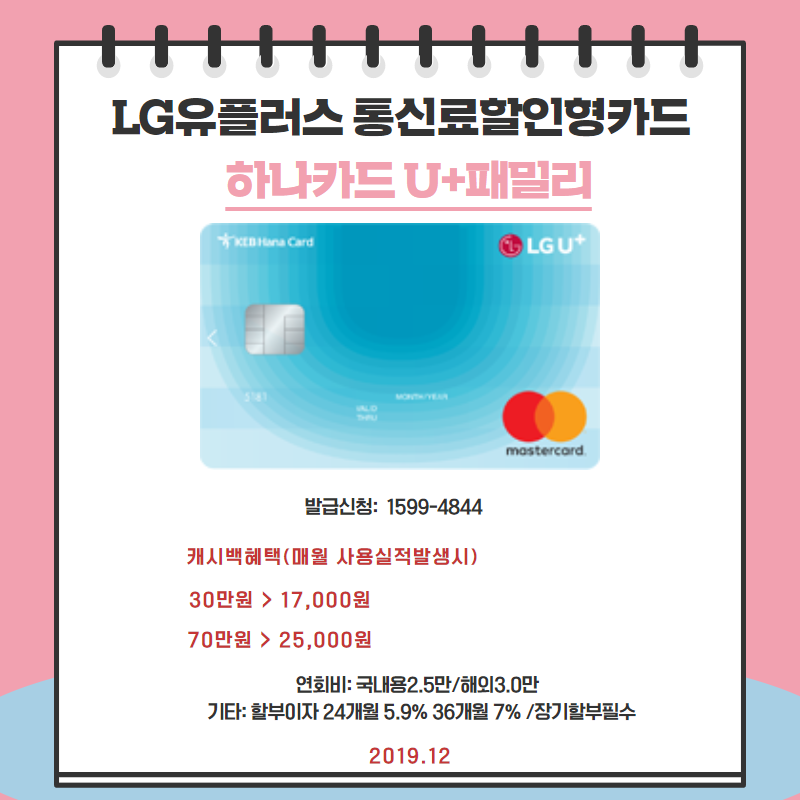Lgu엘지유플러스제휴카드 하나유패밀리카드 통신료할인형카드 장기할부할인형카드 하나카드 네이버 블로그
